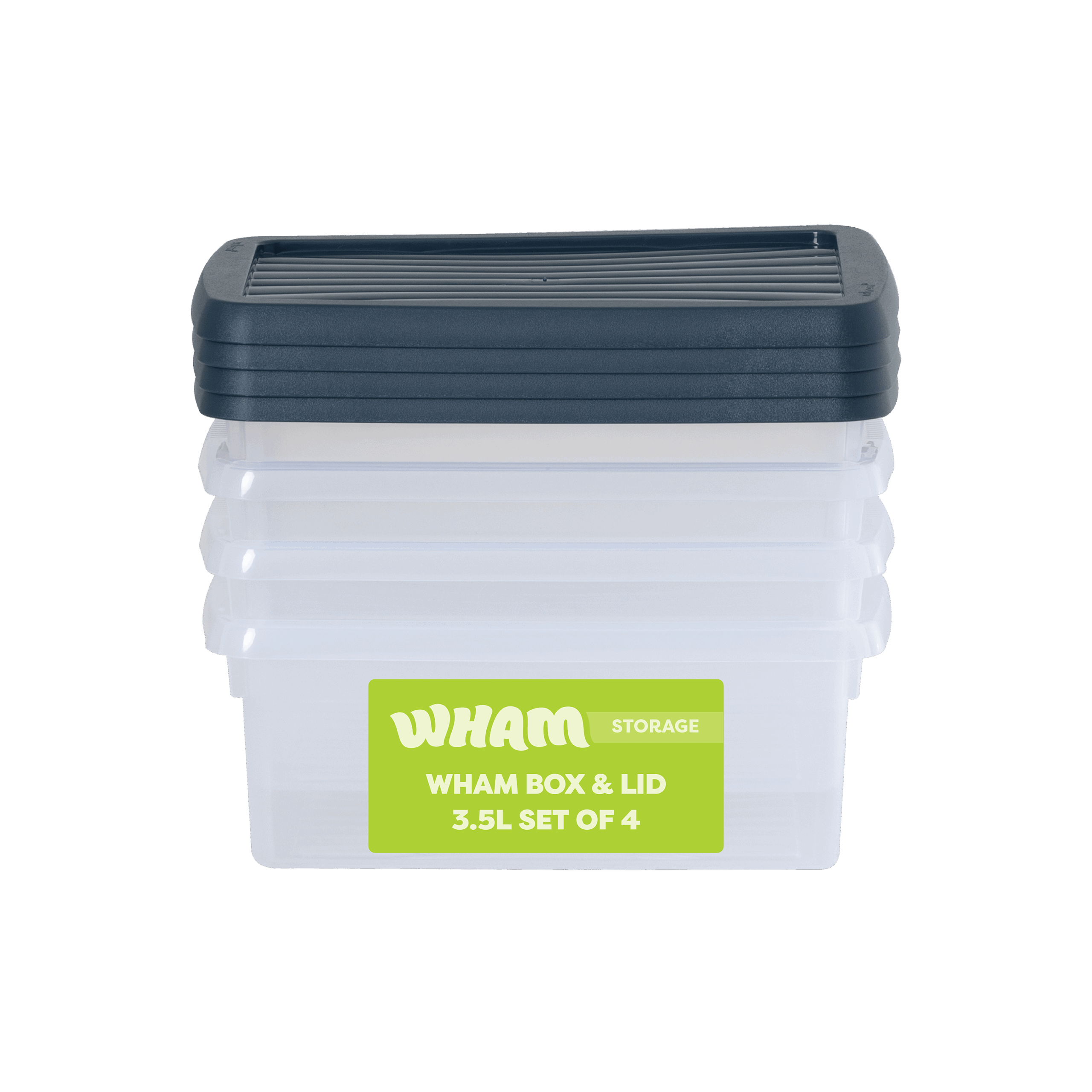 4.01 Wham Box & Lid 3.5L Set of 4 Clear/Assorted - 13109 - What More UK
