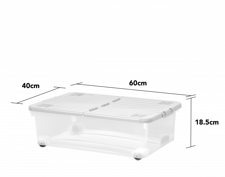 32L Box with Wheels & Folding Lid Clear/Cool Grey - 15355 - What More UK