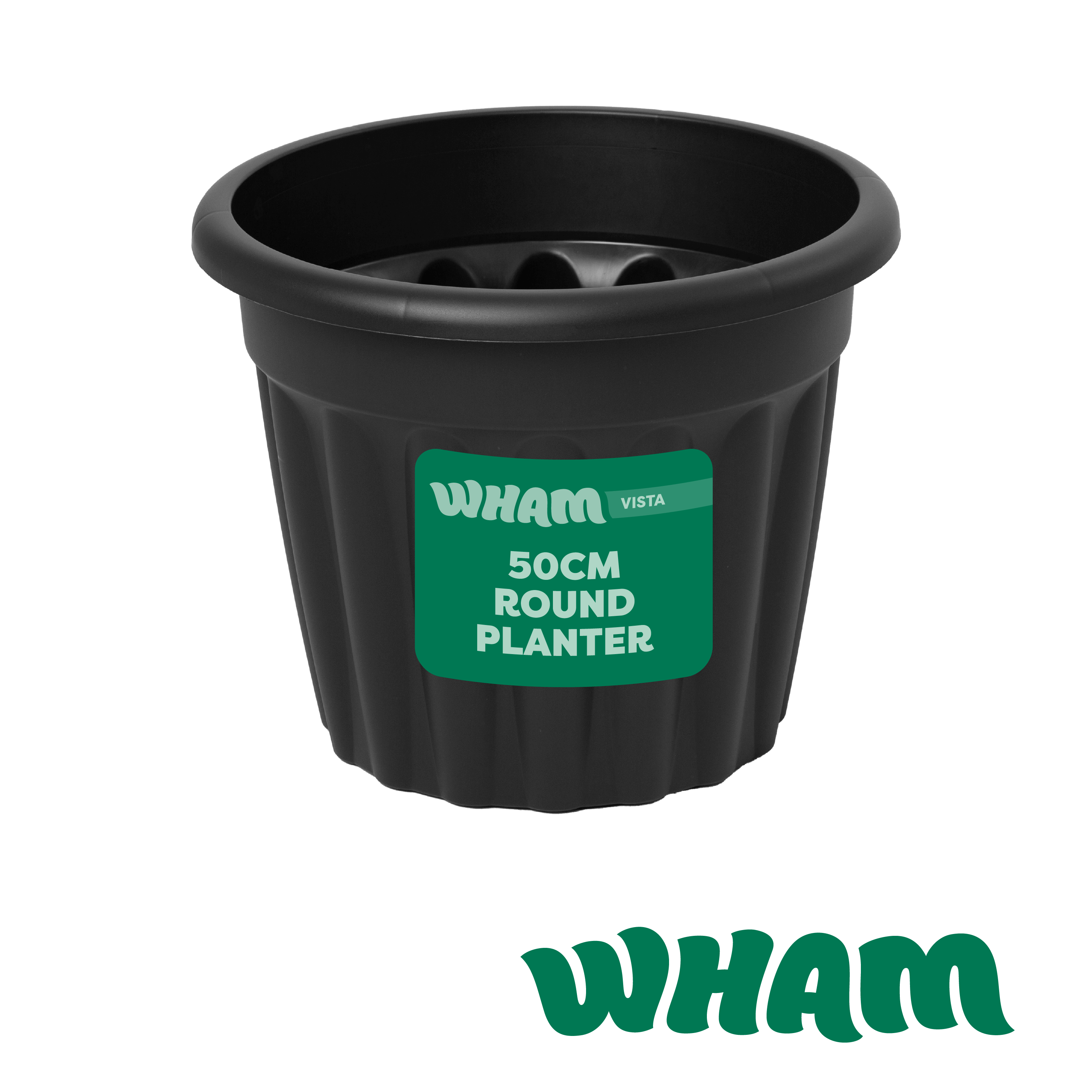 Vista 50cm Planter Round Black - 446561 - What More UK