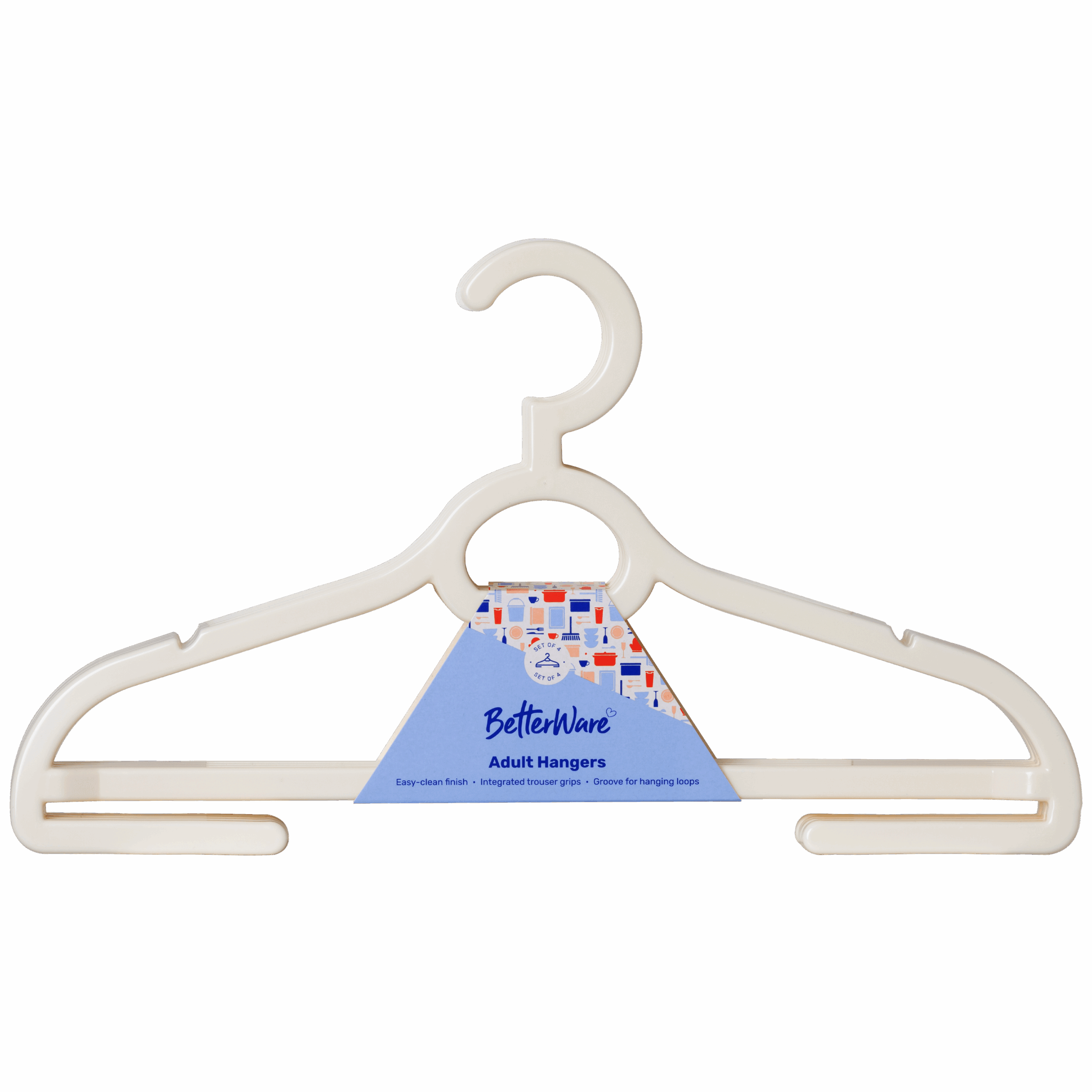 Set 4 Betterware Coat Hanger Adult Cream - 36525 - What More UK